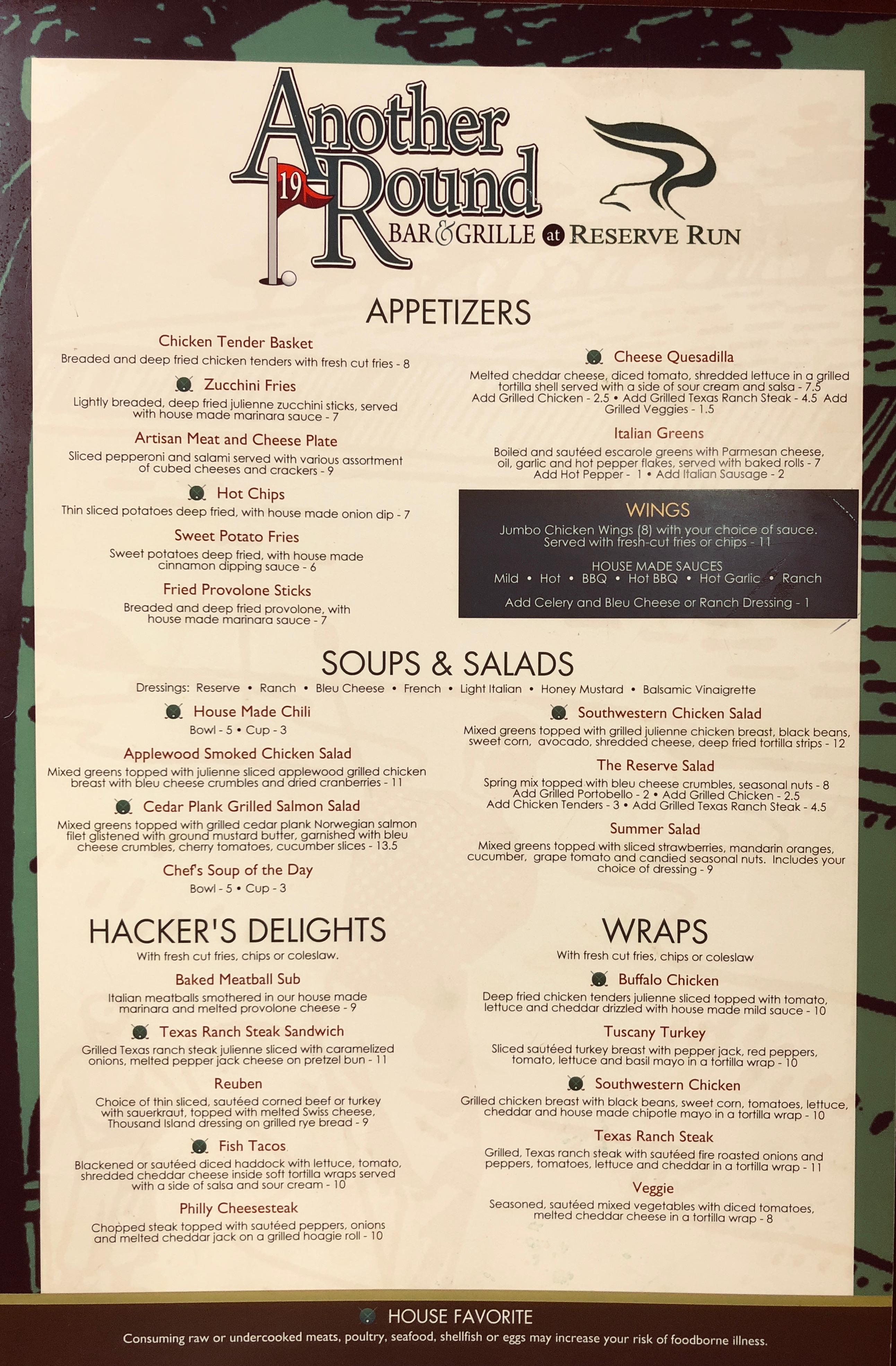 Another Round Bar & Grille Menu